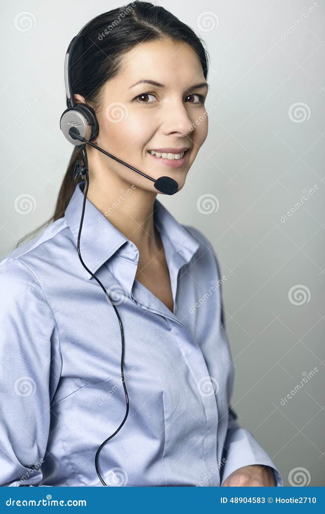 Attractive Call Center Operator Wearing a Headset Stock Image - Image ...