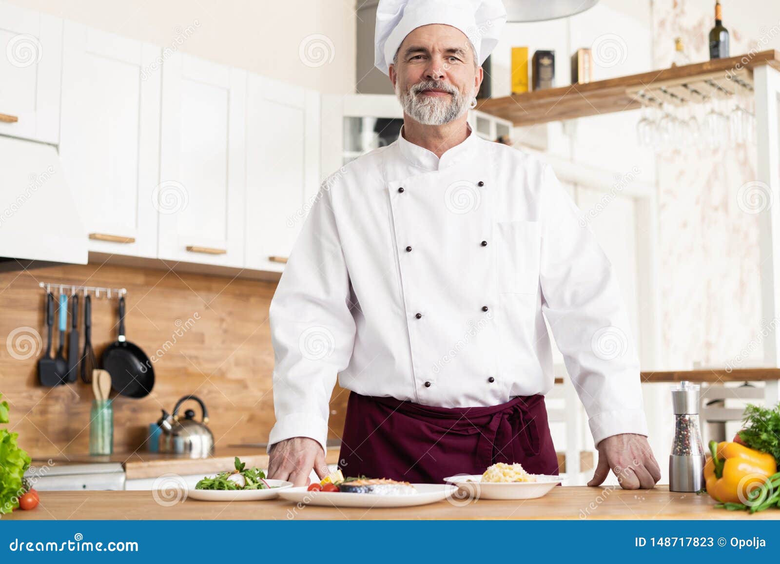 Attractive Caucasian Chef Standing in a Restaurant Kitchen Stock Image ...