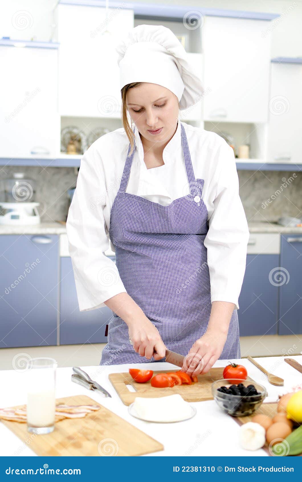 Attractive Chief Cook Preparing Food Stock Photo - Image of cooking ...