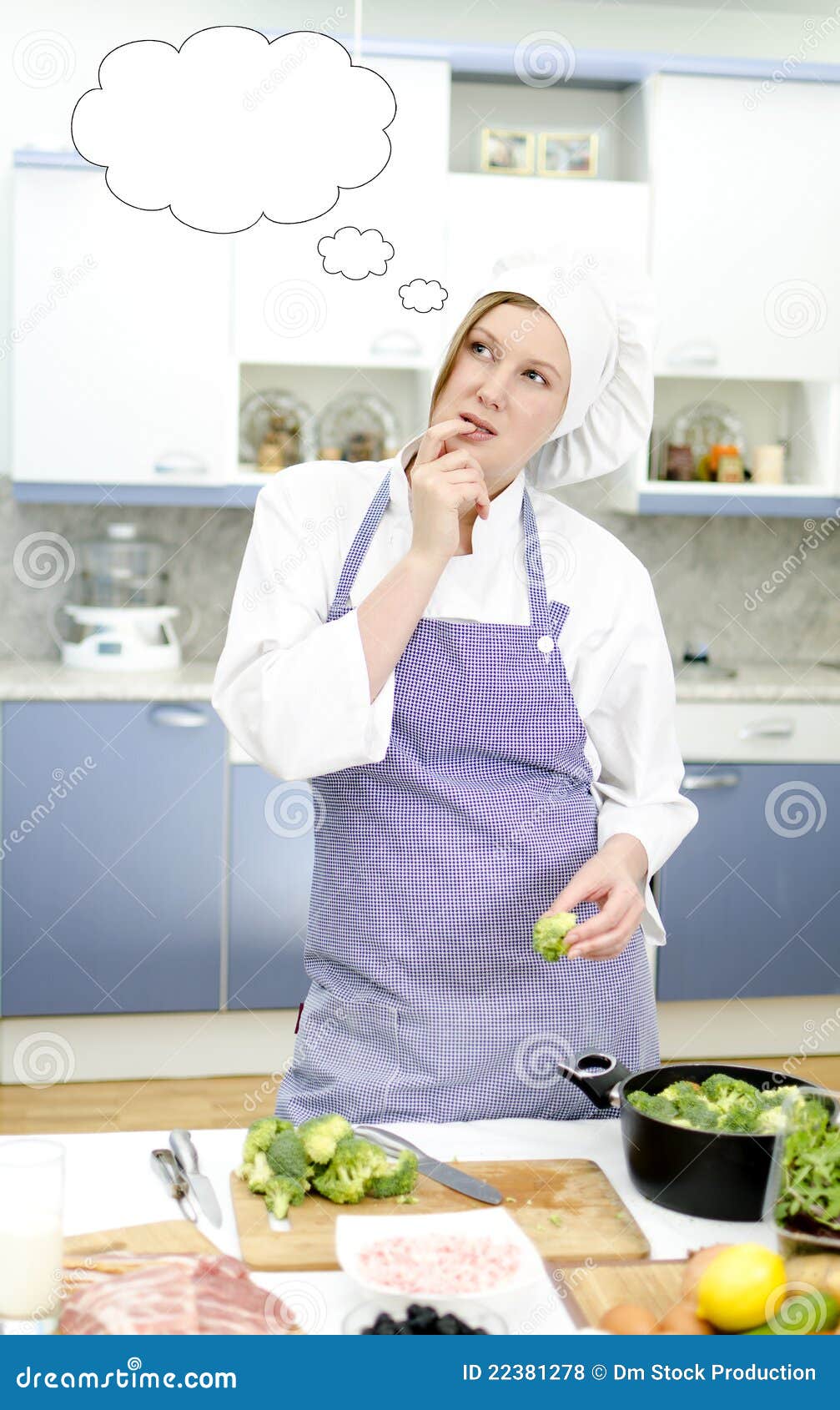 Attractive Chief Cook Thinking Stock Photo - Image of preparing ...