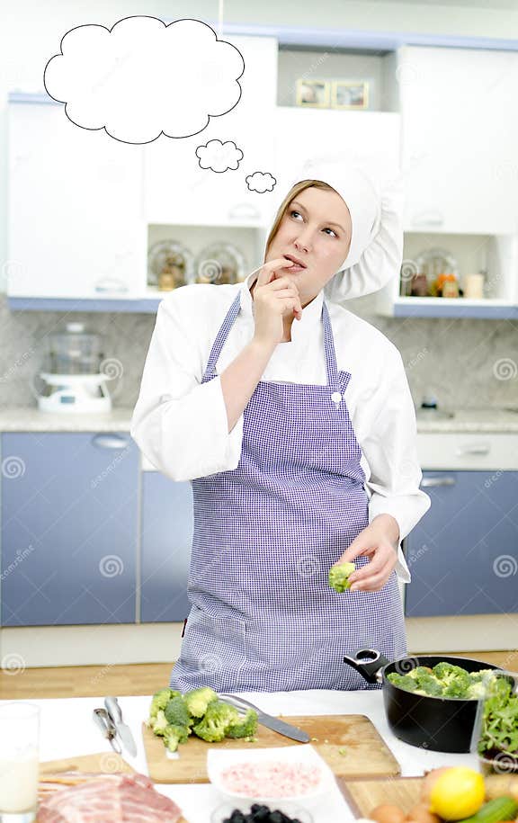 Attractive Chief Cook Thinking Stock Photo - Image of preparing ...