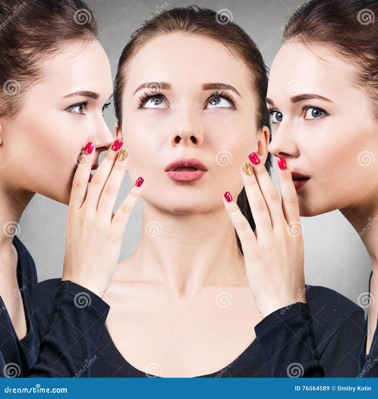 Attractive Clone Girls Whispering Stock Image - Image of caucasian ...