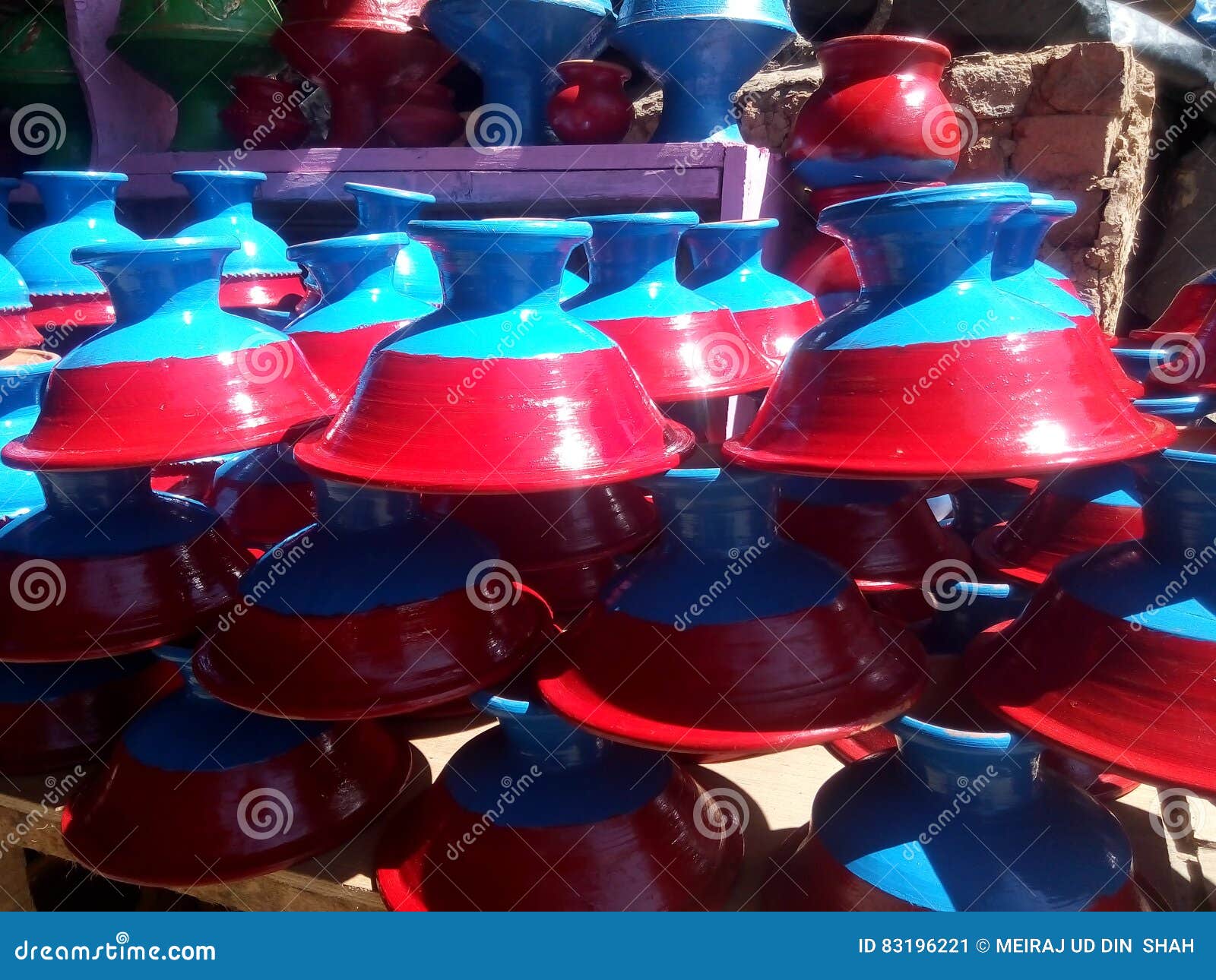 Attractive Colored Utensils Made of Mud Stock Image - Image of tree ...