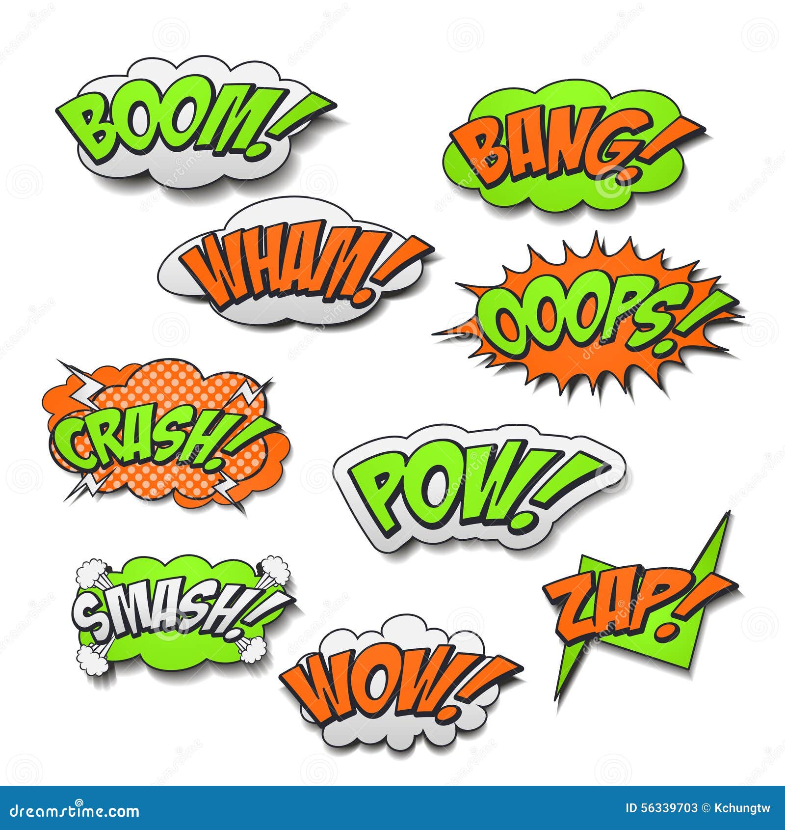 Attractive Colorful Comic Sound Effects Set Stock Vector - Illustration ...