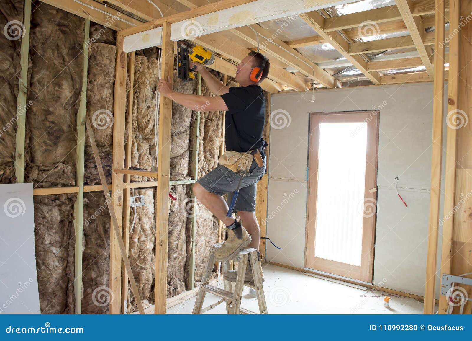 Attractive and Confident Constructor Carpenter or Builder Man Working ...
