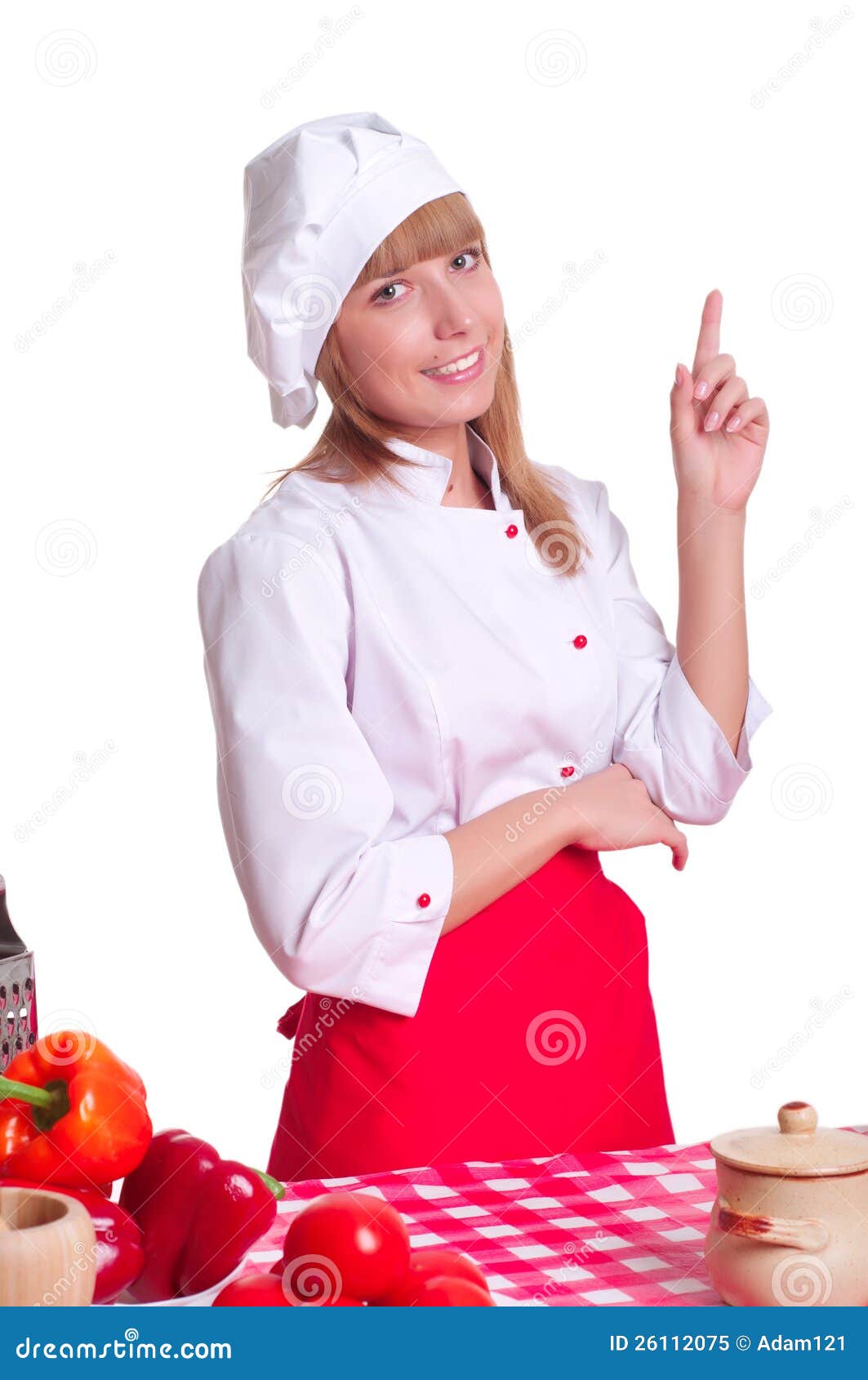 Attractive Cook Woman a Over White Background Stock Image - Image of ...
