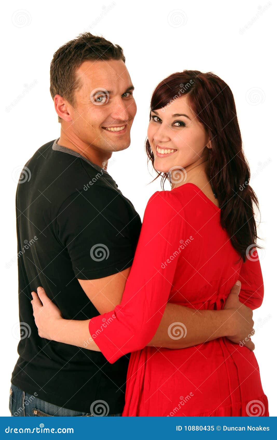 Attractive Couple Looking Back Stock Image - Image of laughing, happy ...