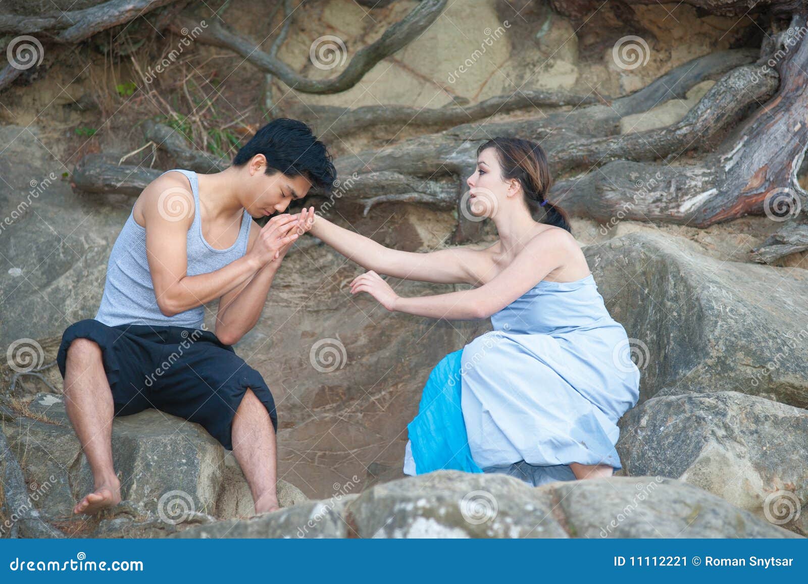 Attractive Couple on the Rocks Stock Image - Image of asian, romantic ...