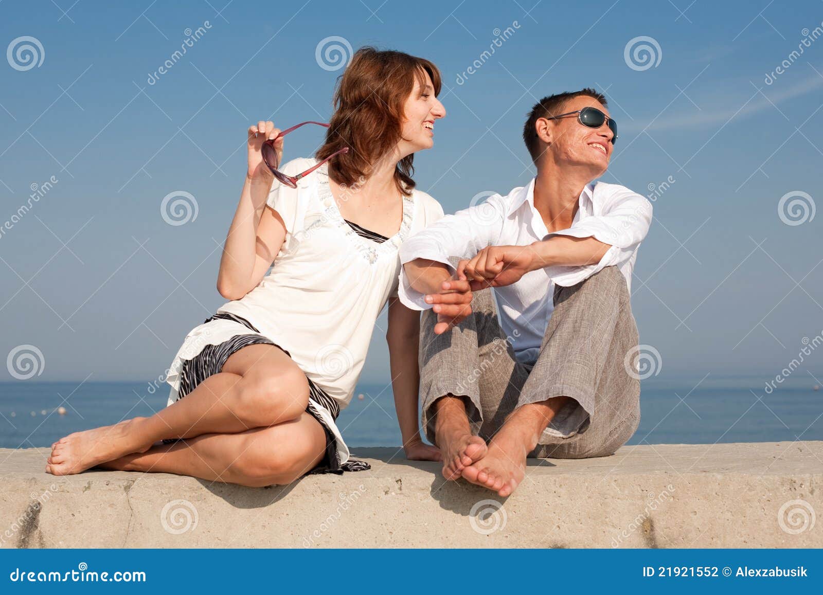 Attractive Couple at the Sea Stock Photo - Image of barefoot, female ...