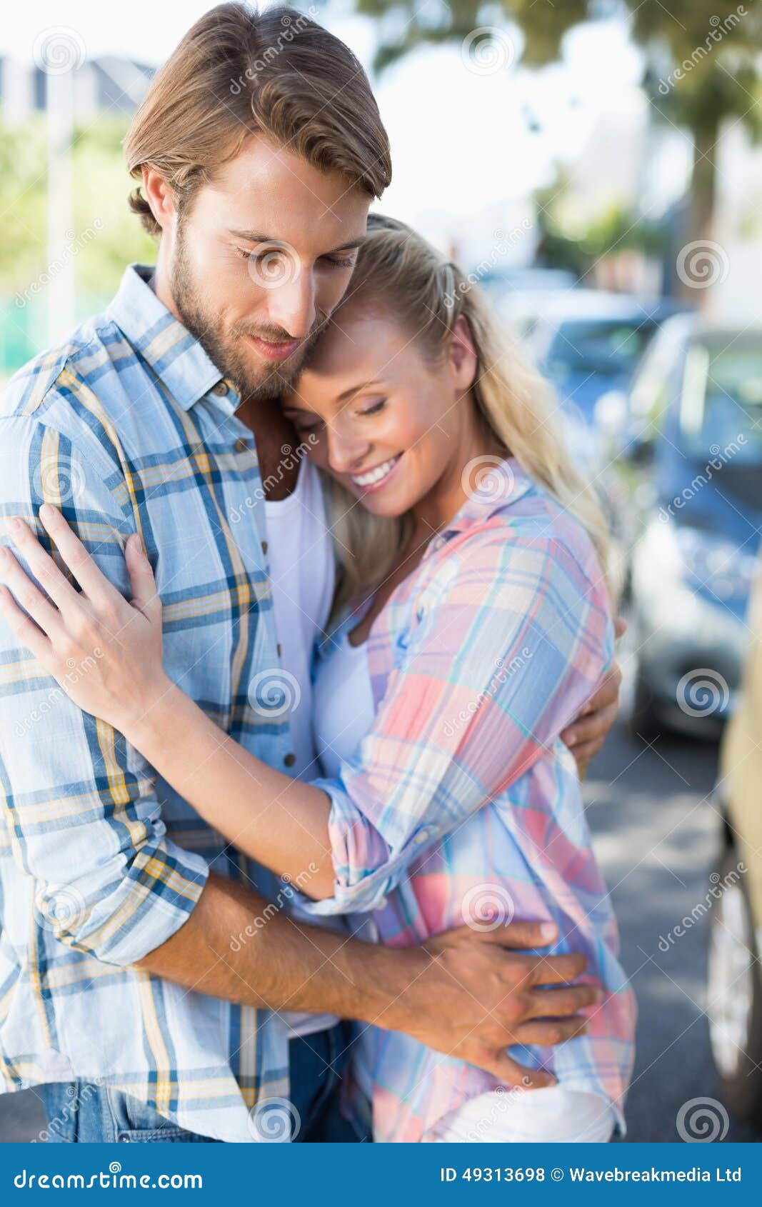 Attractive Couple Standing and Hugging Stock Photo - Image of handsome ...