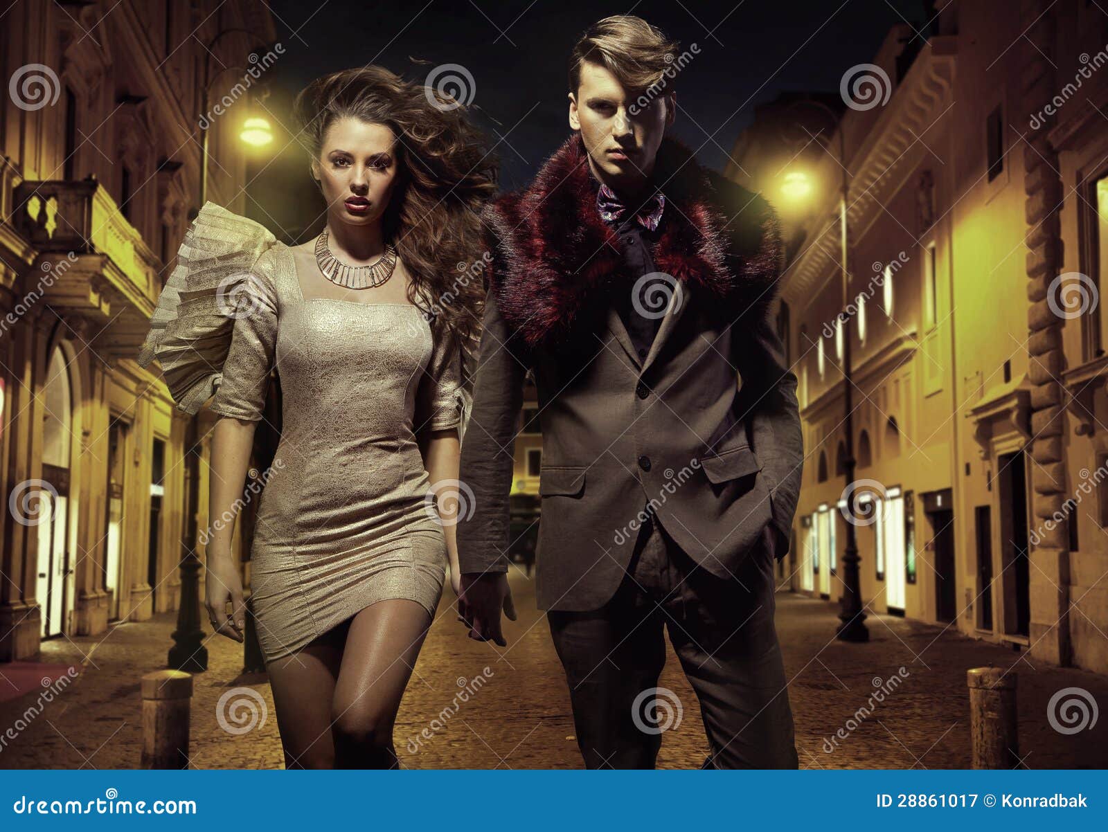 An Attractive Couple Walking Downtown Stock Image - Image of seduction ...