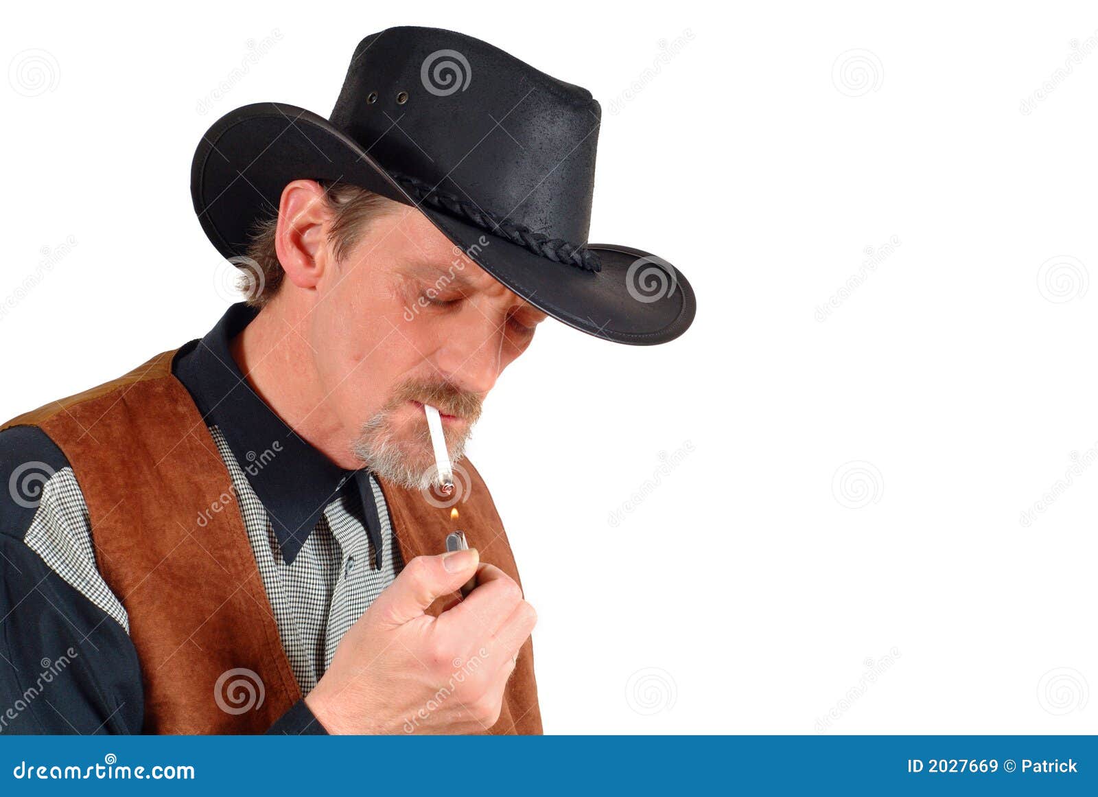 Attractive Cowboy Smoking Cigarette Stock Image - Image of expression ...