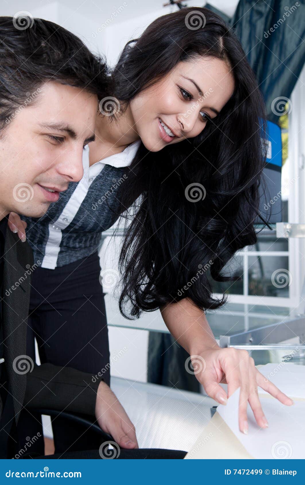 Attractive Coworkers Finish a Project Stock Image - Image of office ...