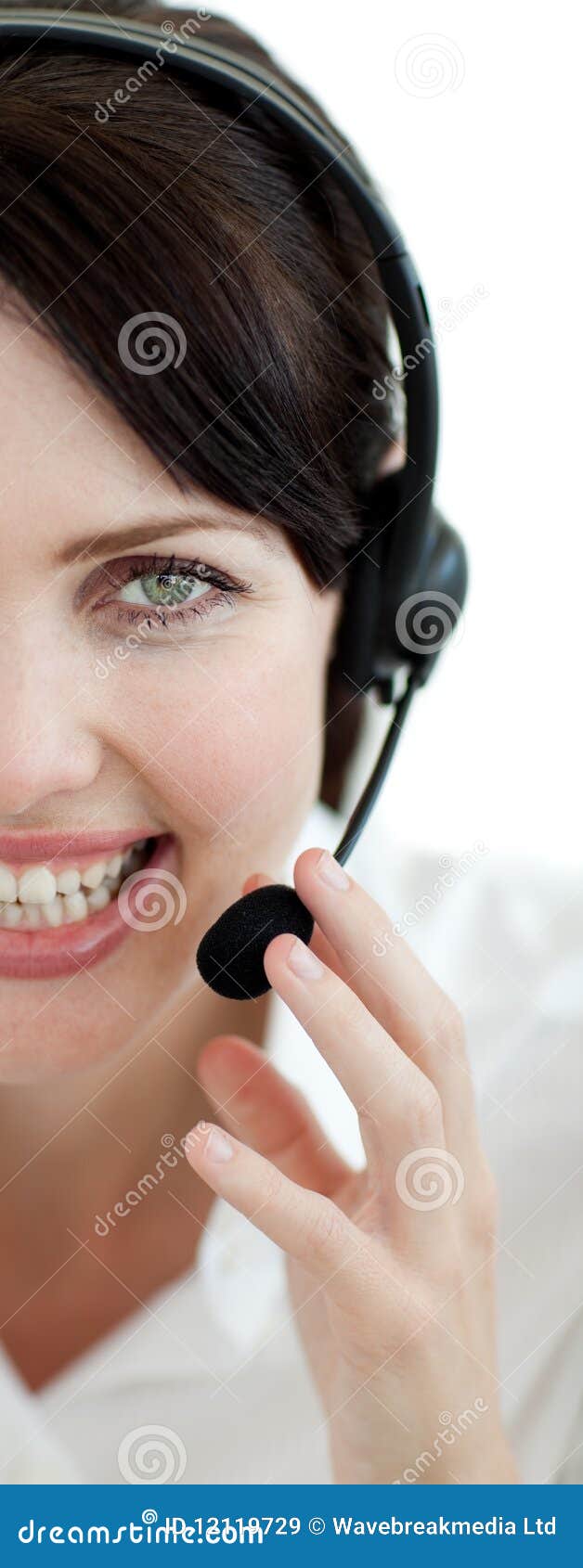 Attractive Customer Service Agent with Headset on Stock Image - Image ...