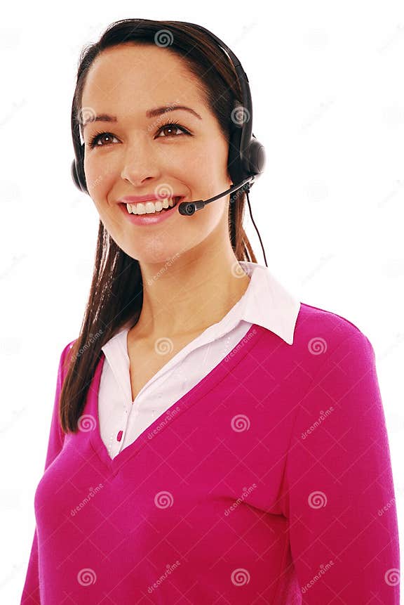 Attractive Customer Service Lady Stock Photo - Image of brown, business ...