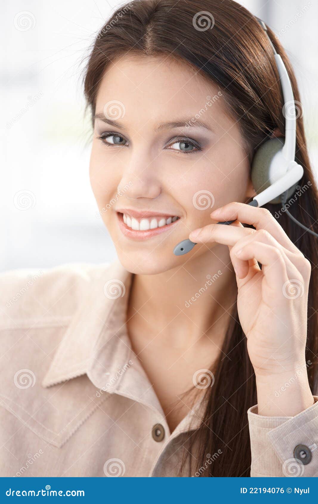 Attractive Customer Servicer Smiling Stock Photo - Image of caucasian ...