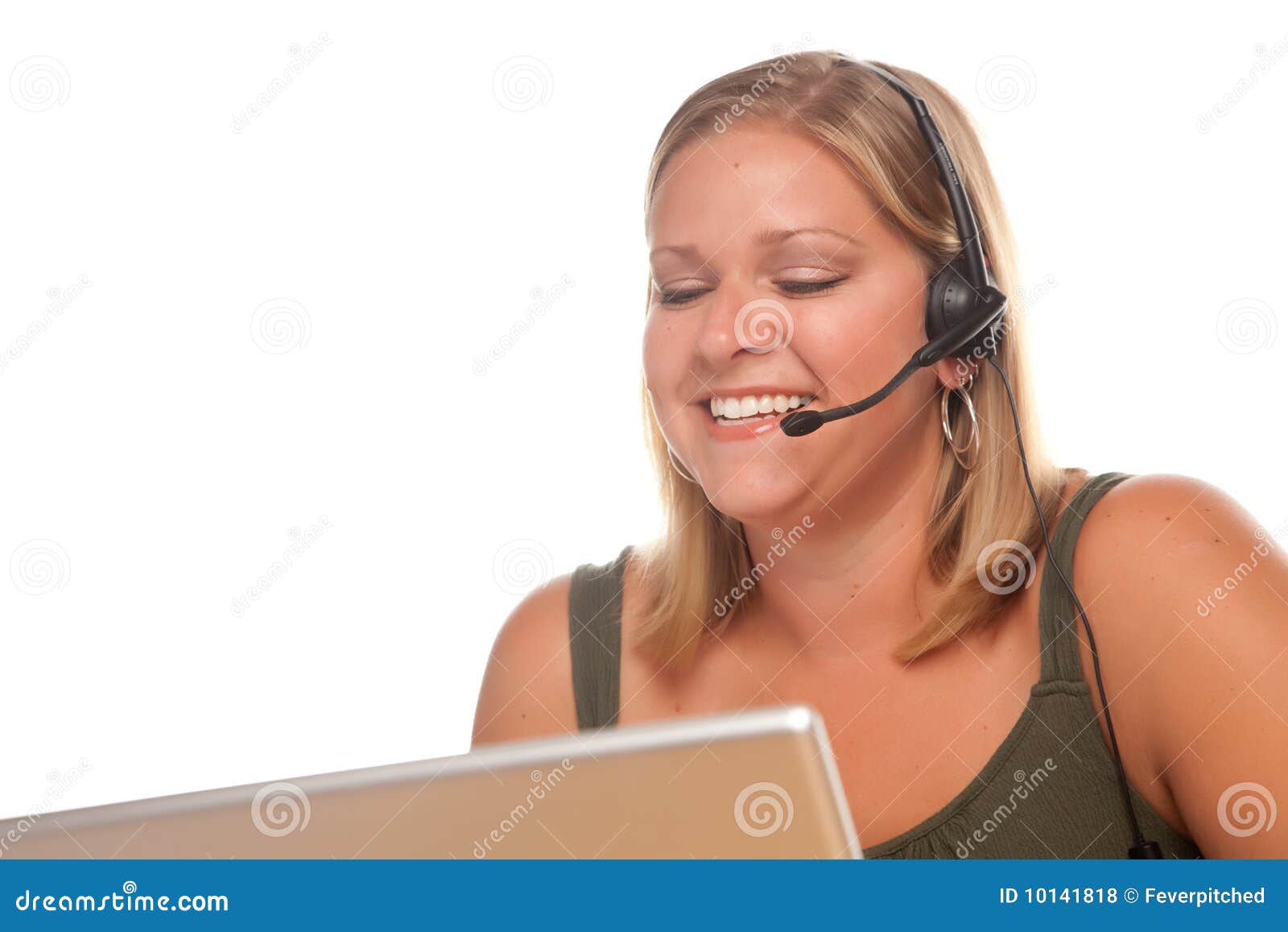 Attractive Customer Support Woman Smiles Stock Photo - Image of hotline ...