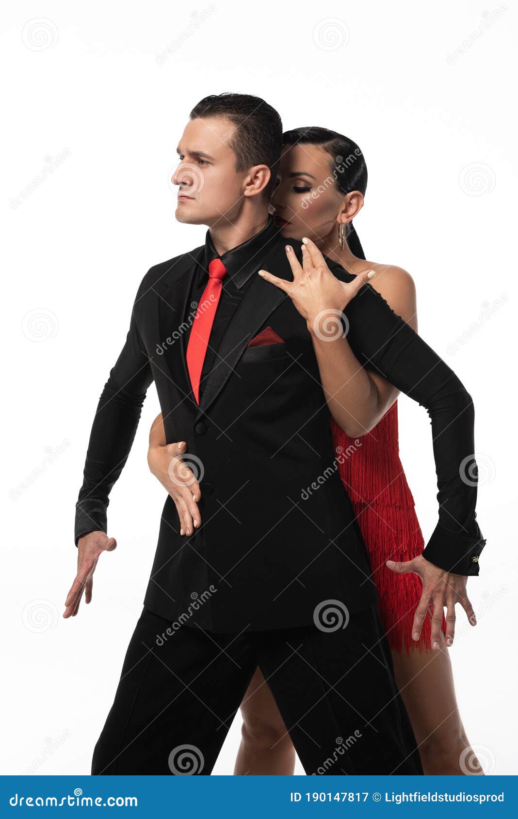 Attractive Dancer Hugging Partner From Back While Performing Tango Stock Image Image Of