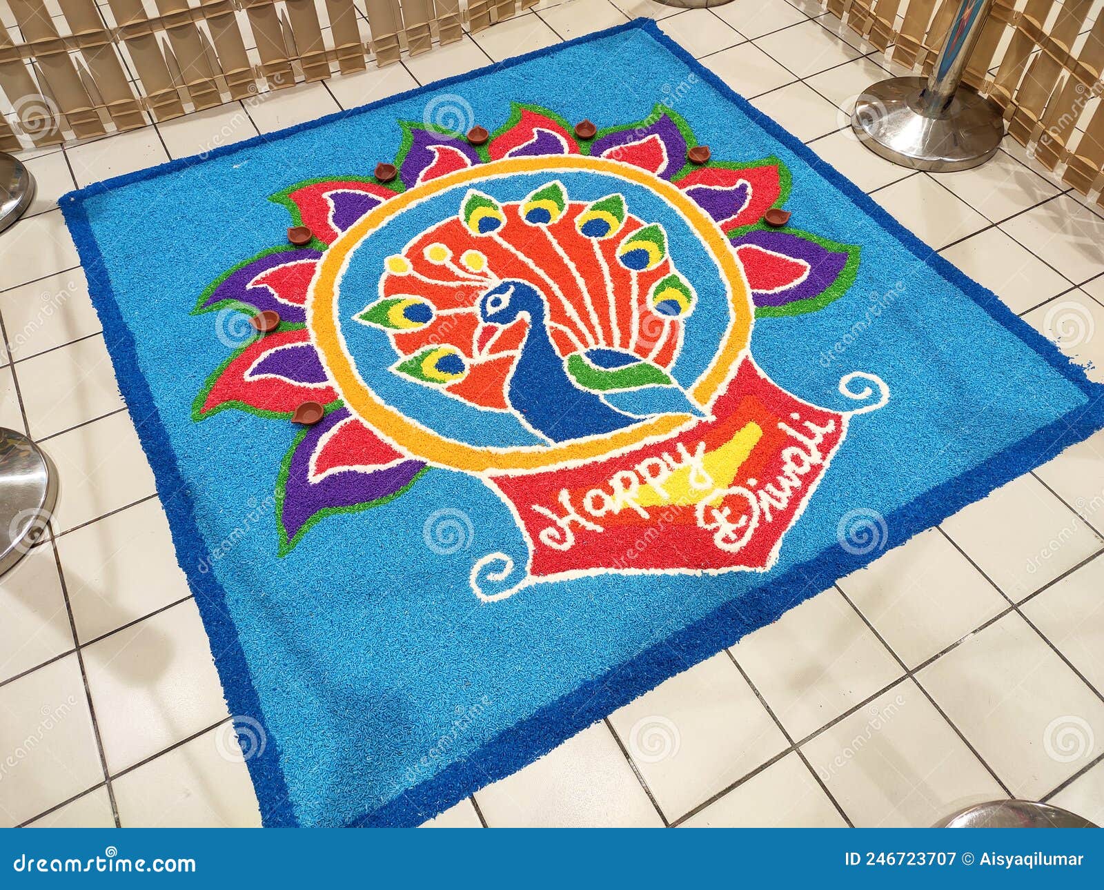 Attractive Deepavali Kolam Design. Built Using Colored Rice by Experts ...