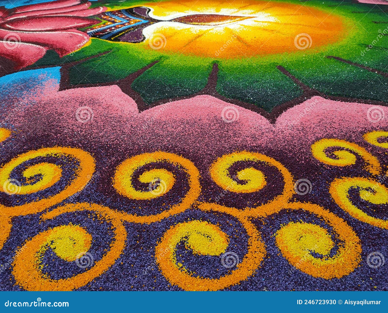Attractive Deepavali Kolam Design. Built Using Colored Rice By Experts ...
