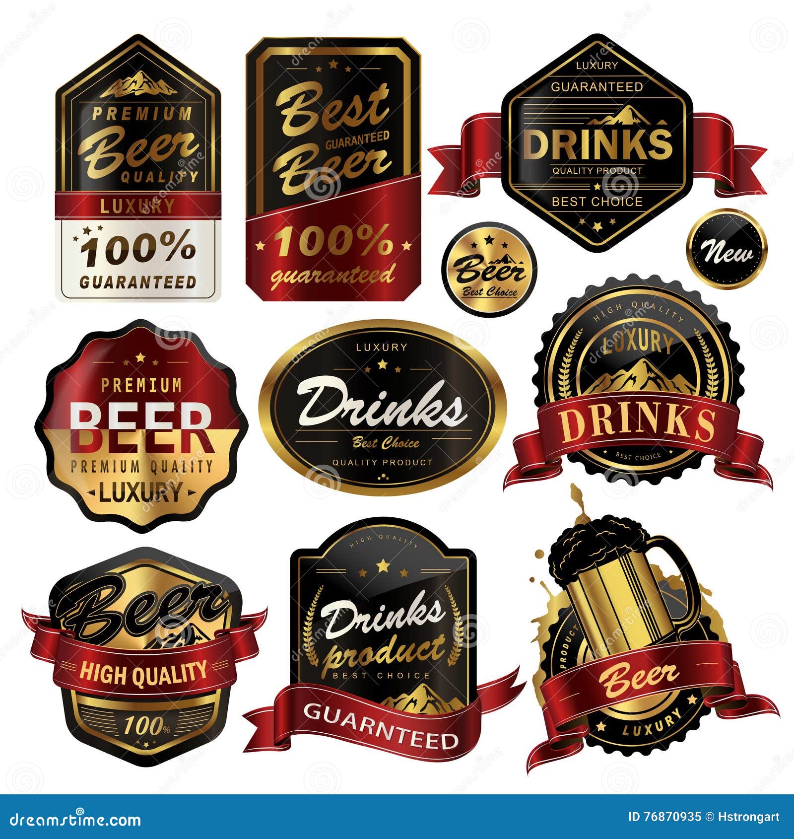 Attractive Drinks Labels Set Stock Illustration - Illustration of ...