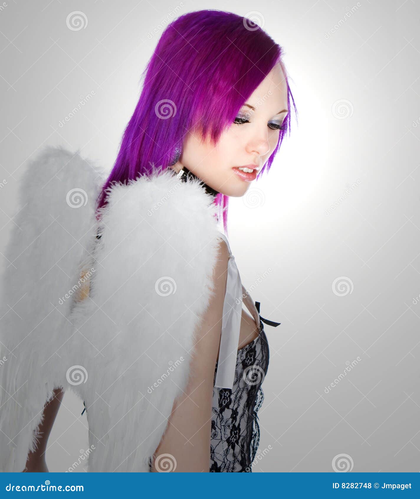 Attractive Emo Girl with Angel Wings Stock Photo - Image of fashion ...