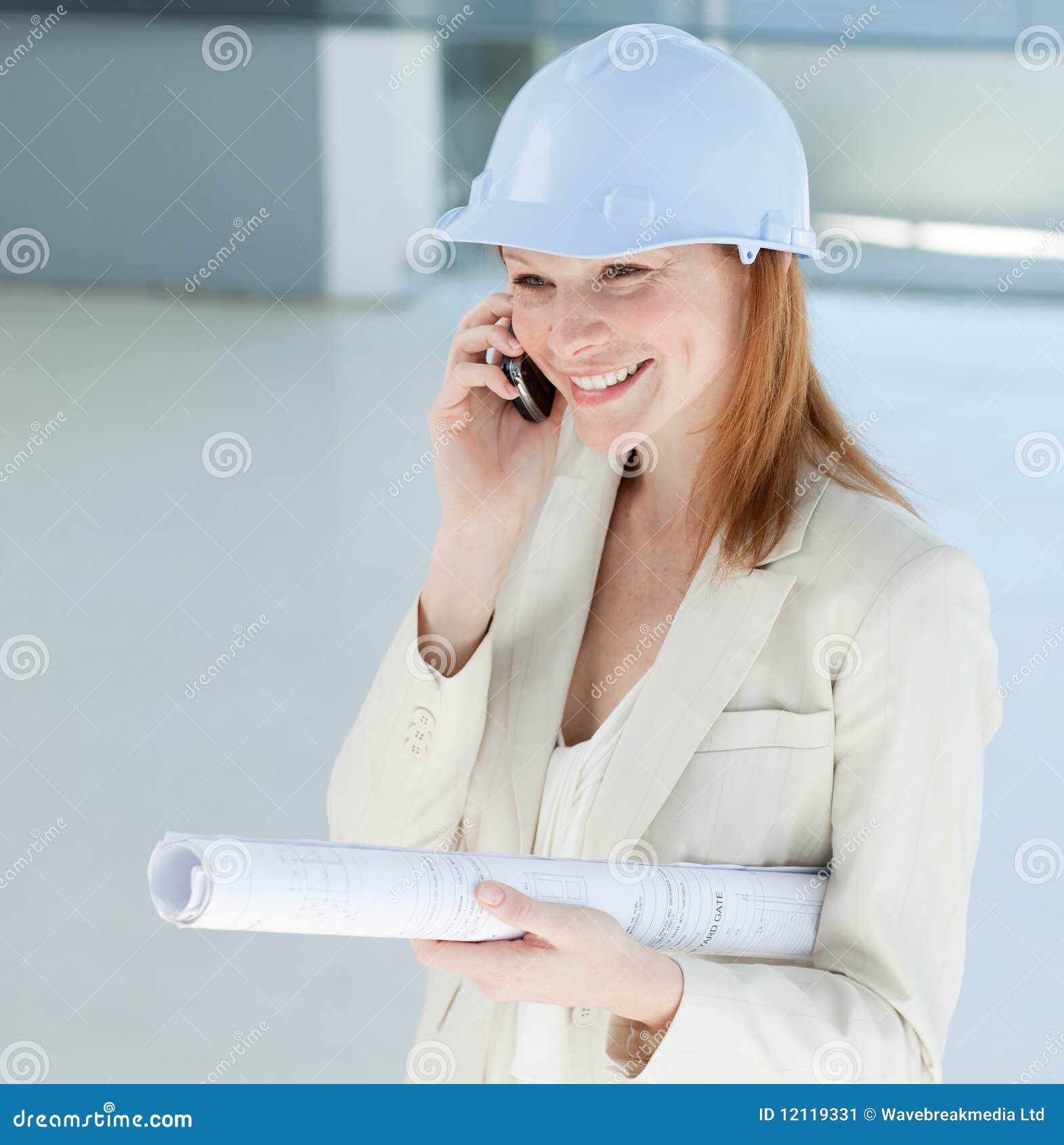 Attractive Engineer on Phone Stock Image - Image of architecture ...