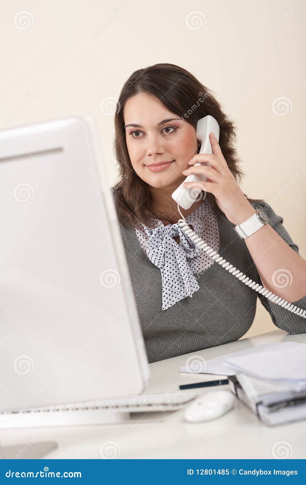 Attractive Executive Woman on Phone at Office Stock Image - Image of ...
