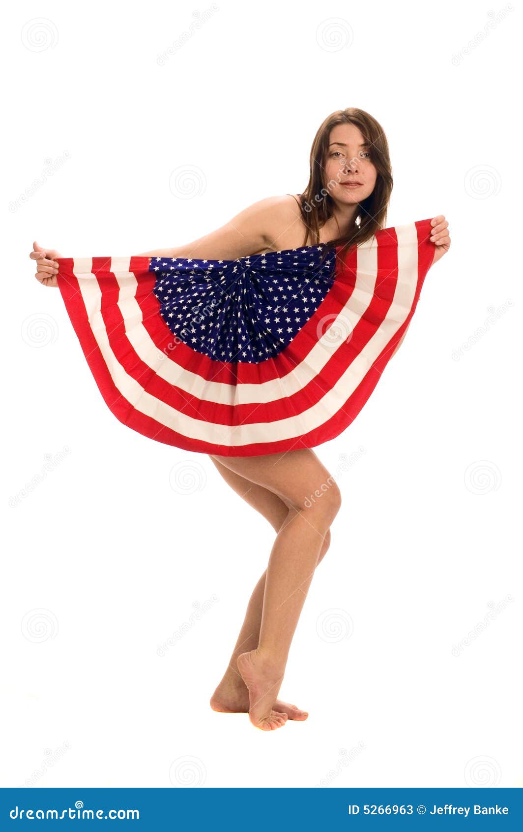 Attractive Female American Patriot With Flag Stock Image Image Of