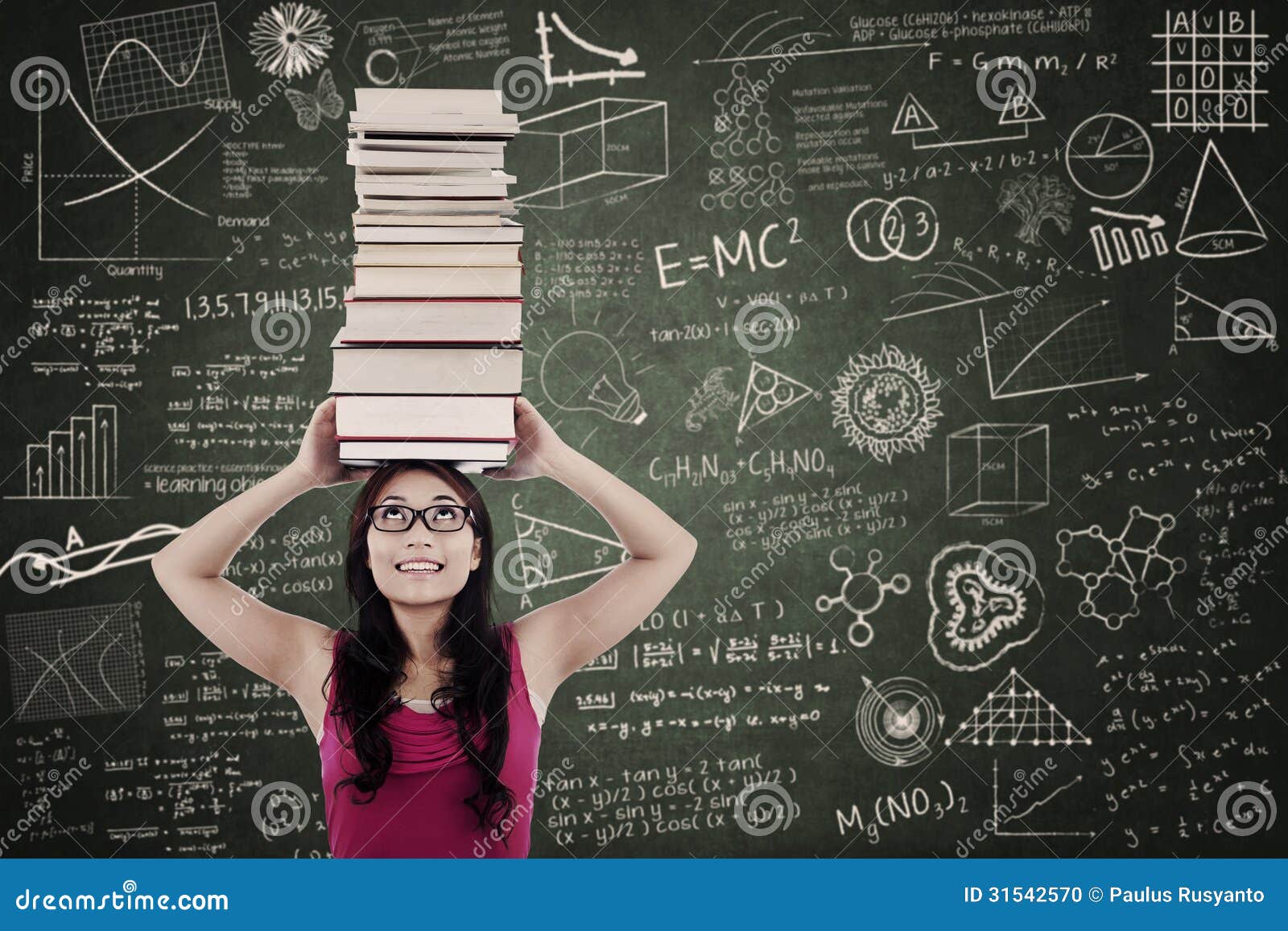 Attractive Female Bring Books on Her Head at Class Stock Photo - Image ...
