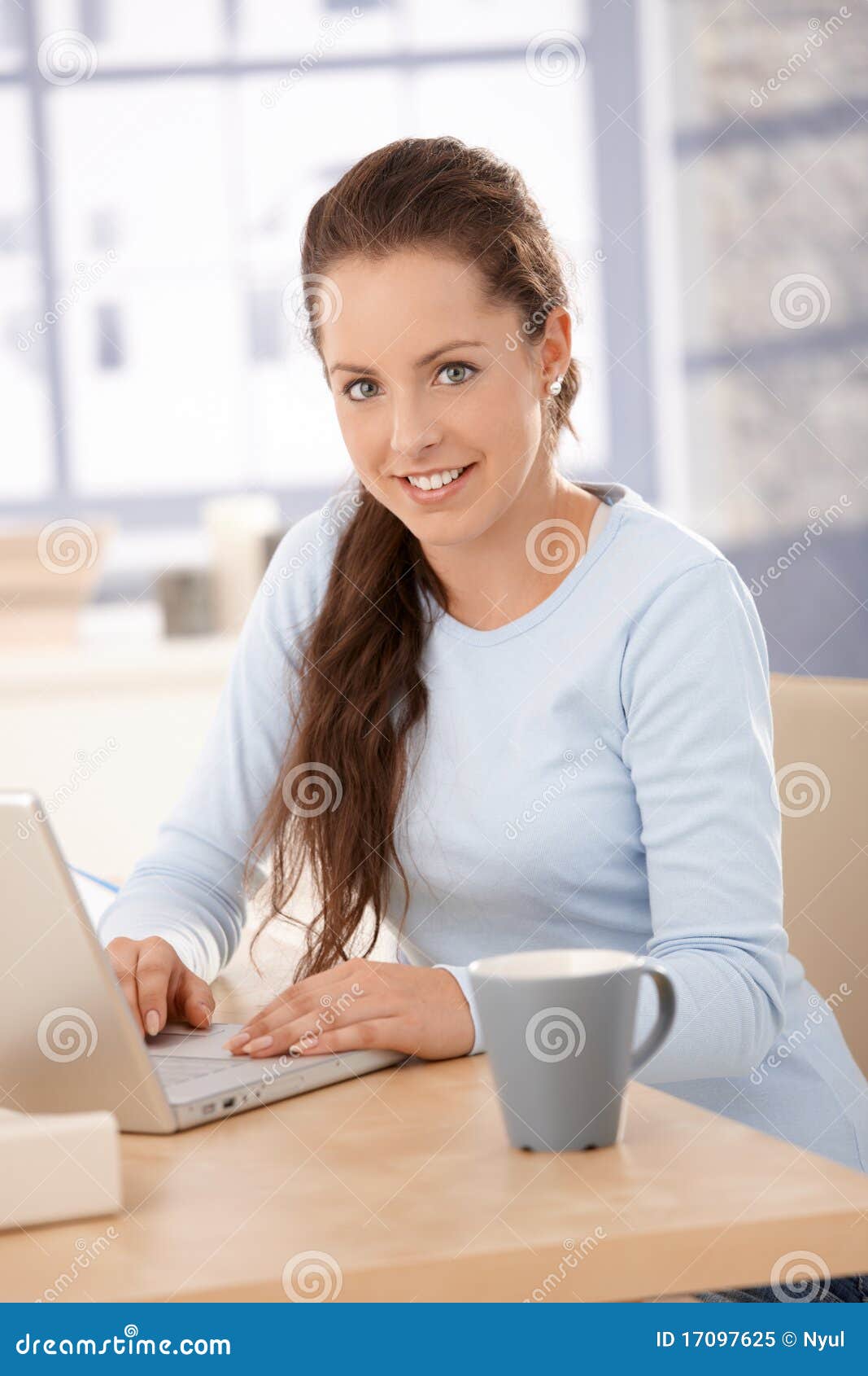 Attractive Female Browsing Internet at Home Stock Image - Image of face ...