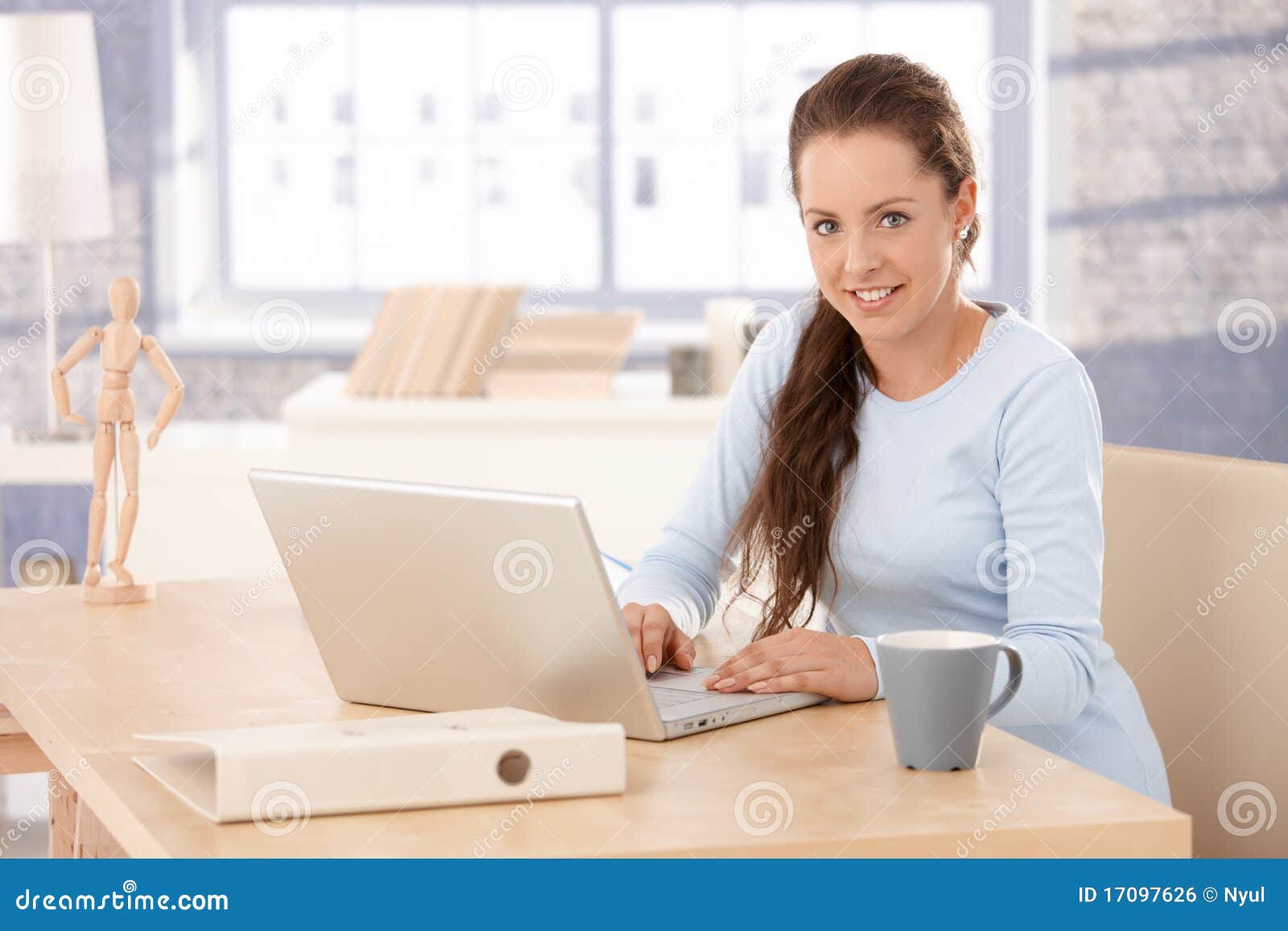 Attractive Female Browsing Internet at Home Stock Photo - Image of ...