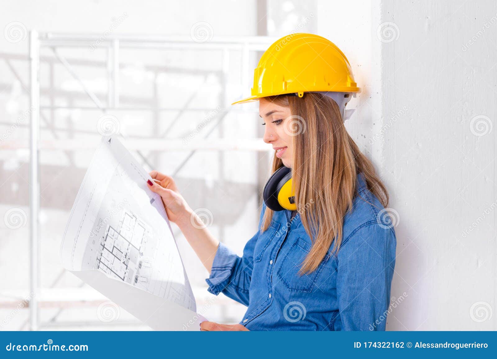 Attractive Female Builder or Engineer on Site Stock Photo - Image of ...