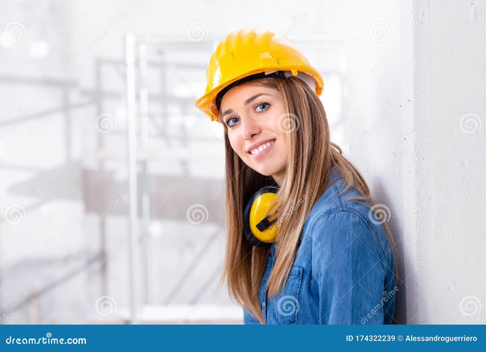 Attractive Female Builder or Engineer on Site Stock Image - Image of ...