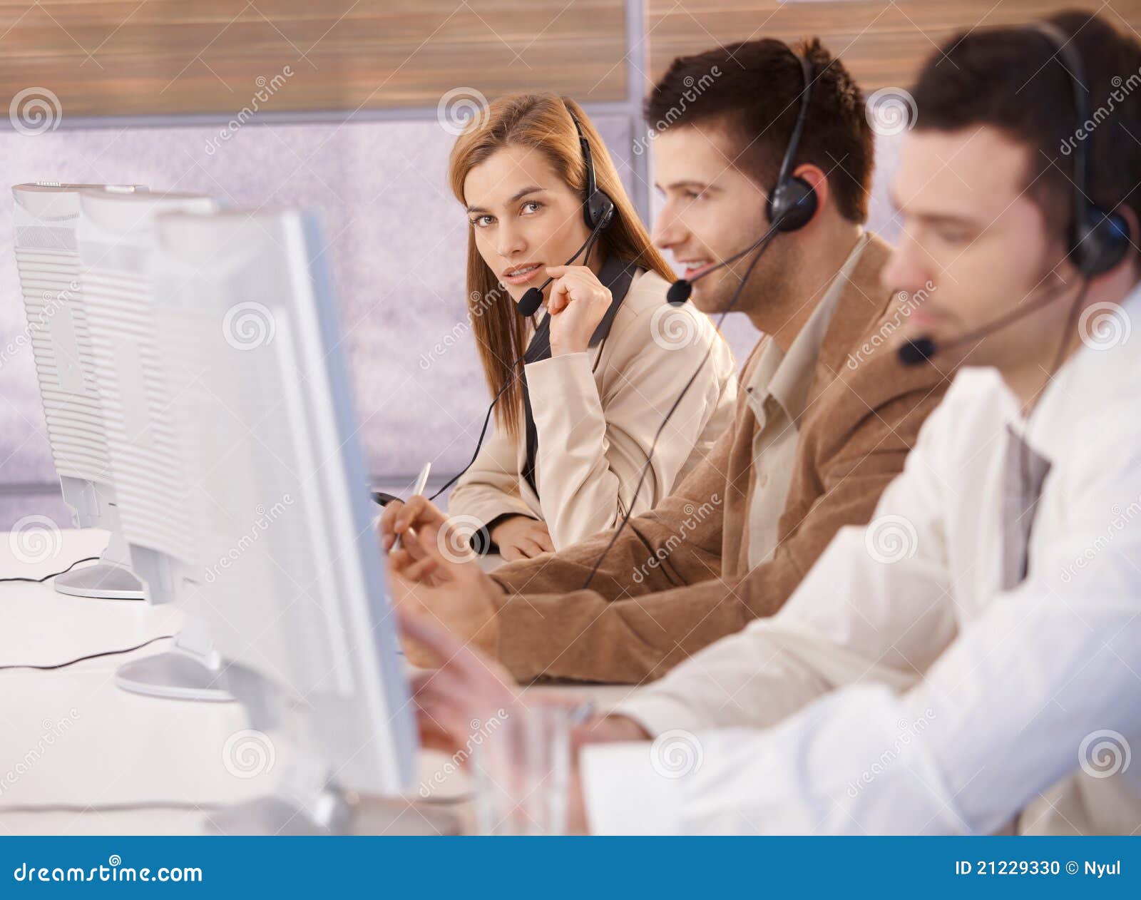 Attractive Female Customer Servicer Working Stock Photo - Image of ...