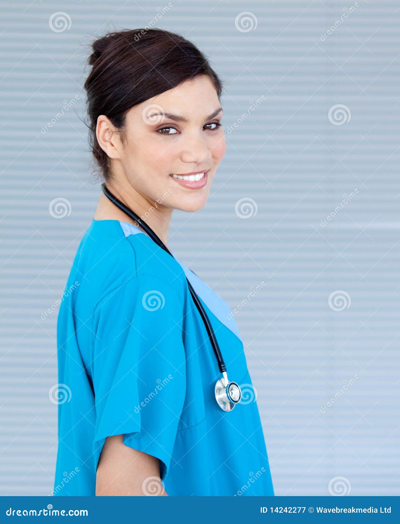 Attractive Female Doctor with Blue Suit Stock Image - Image of hospital ...