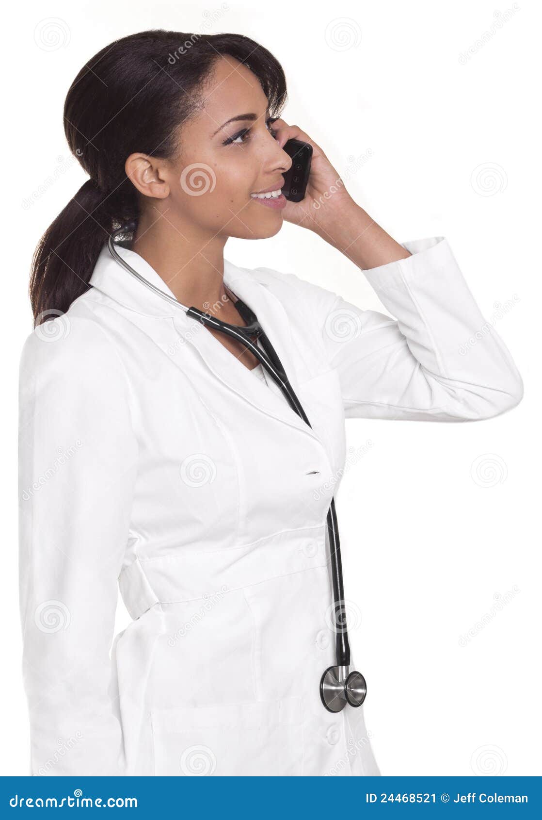 Attractive Female Doctor on Phone Stock Image - Image of natural, smile ...
