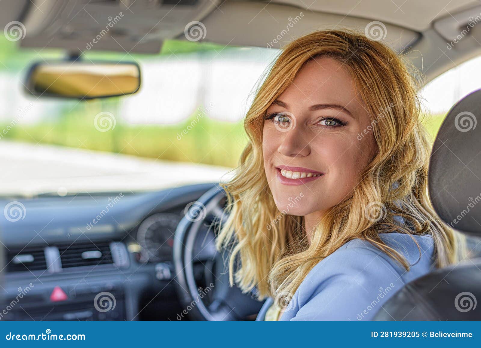 Attractive Female Driver in the Car. Stock Image - Image of seat ...