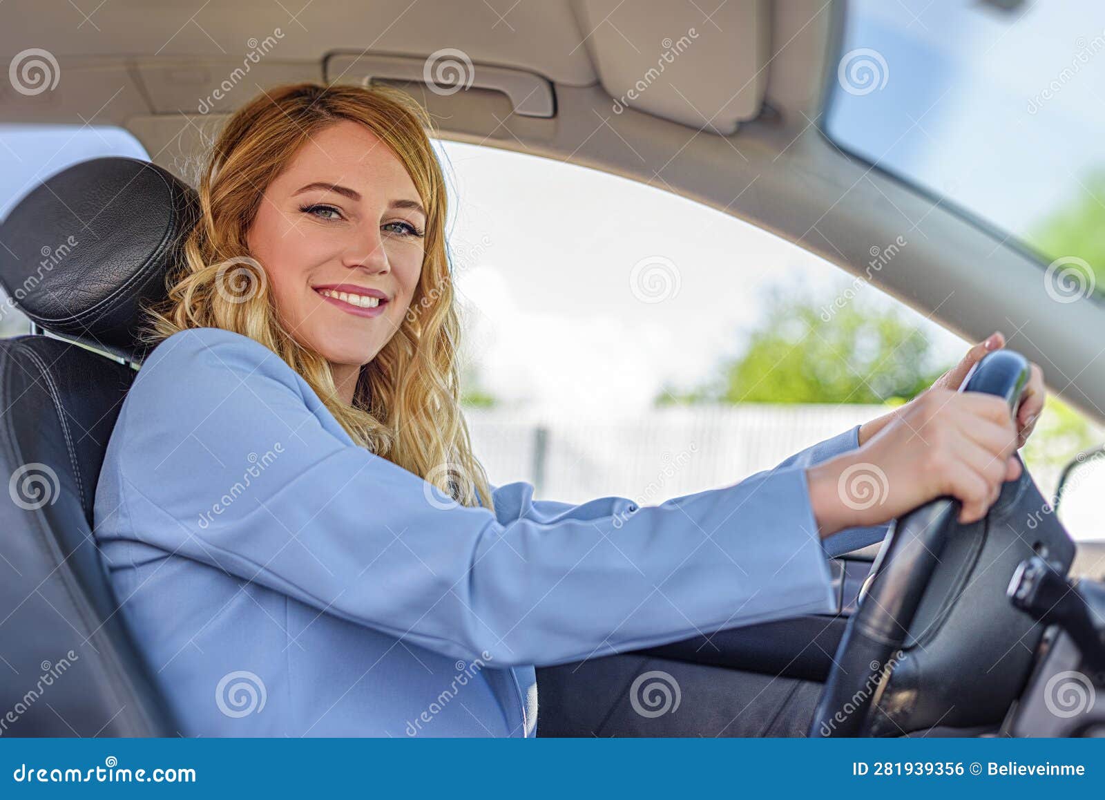 Attractive Female Driver in the Car. Stock Photo - Image of people ...
