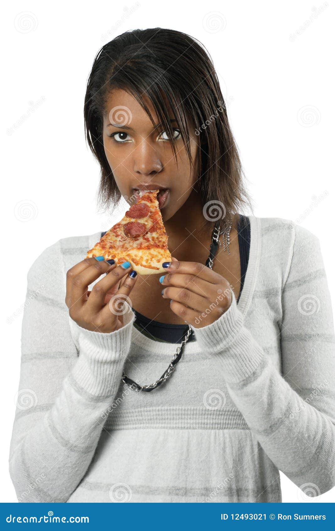 Attractive Female Eating Pizza Stock Image - Image of adult, pretty ...