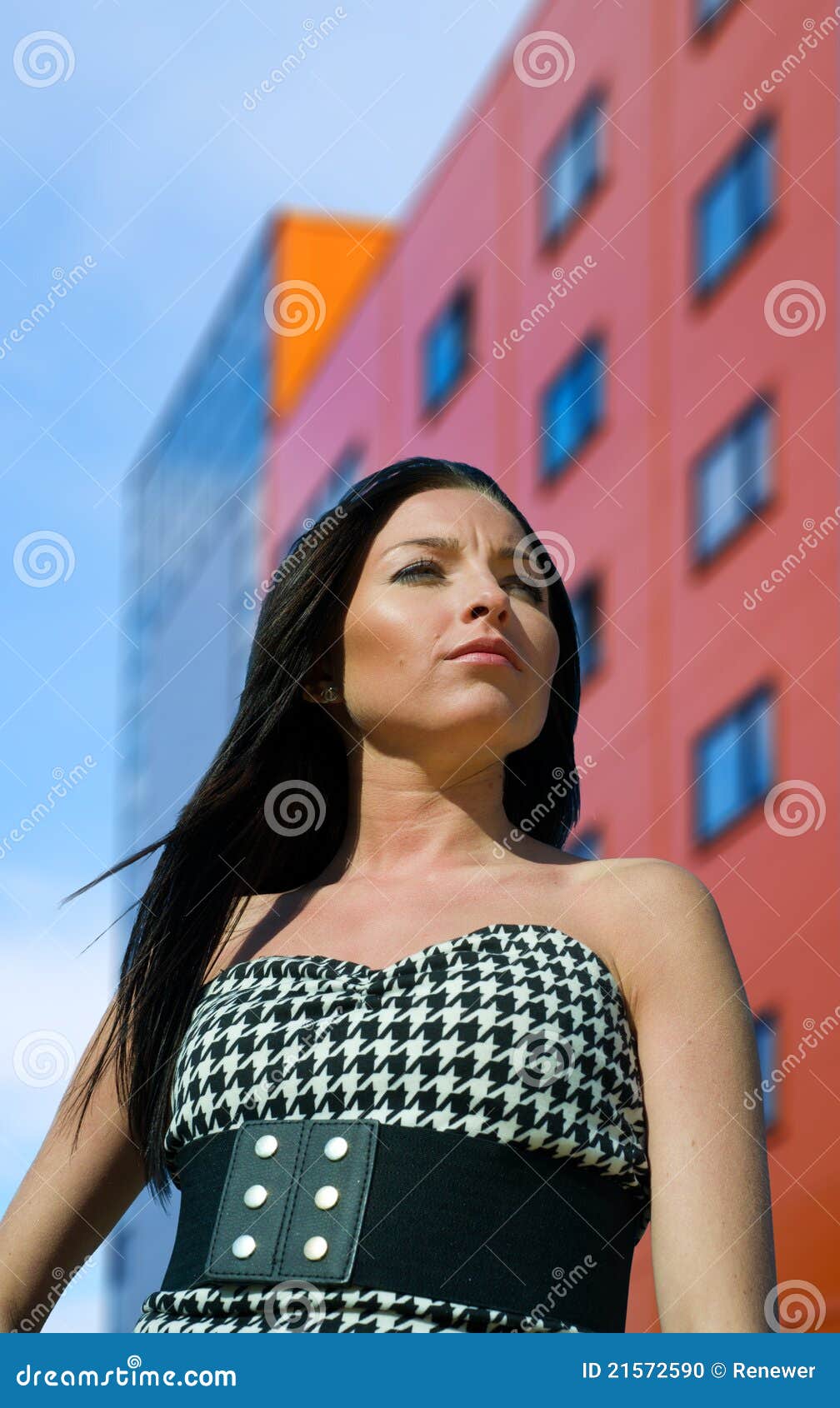 Attractive Female in Front of Modern Building Stock Photo - Image of ...