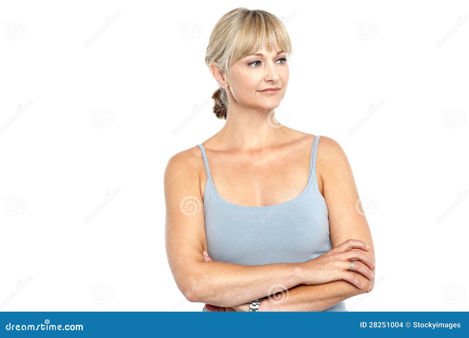 Attractive Female Looking Sideways Stock Photo - Image of happy ...
