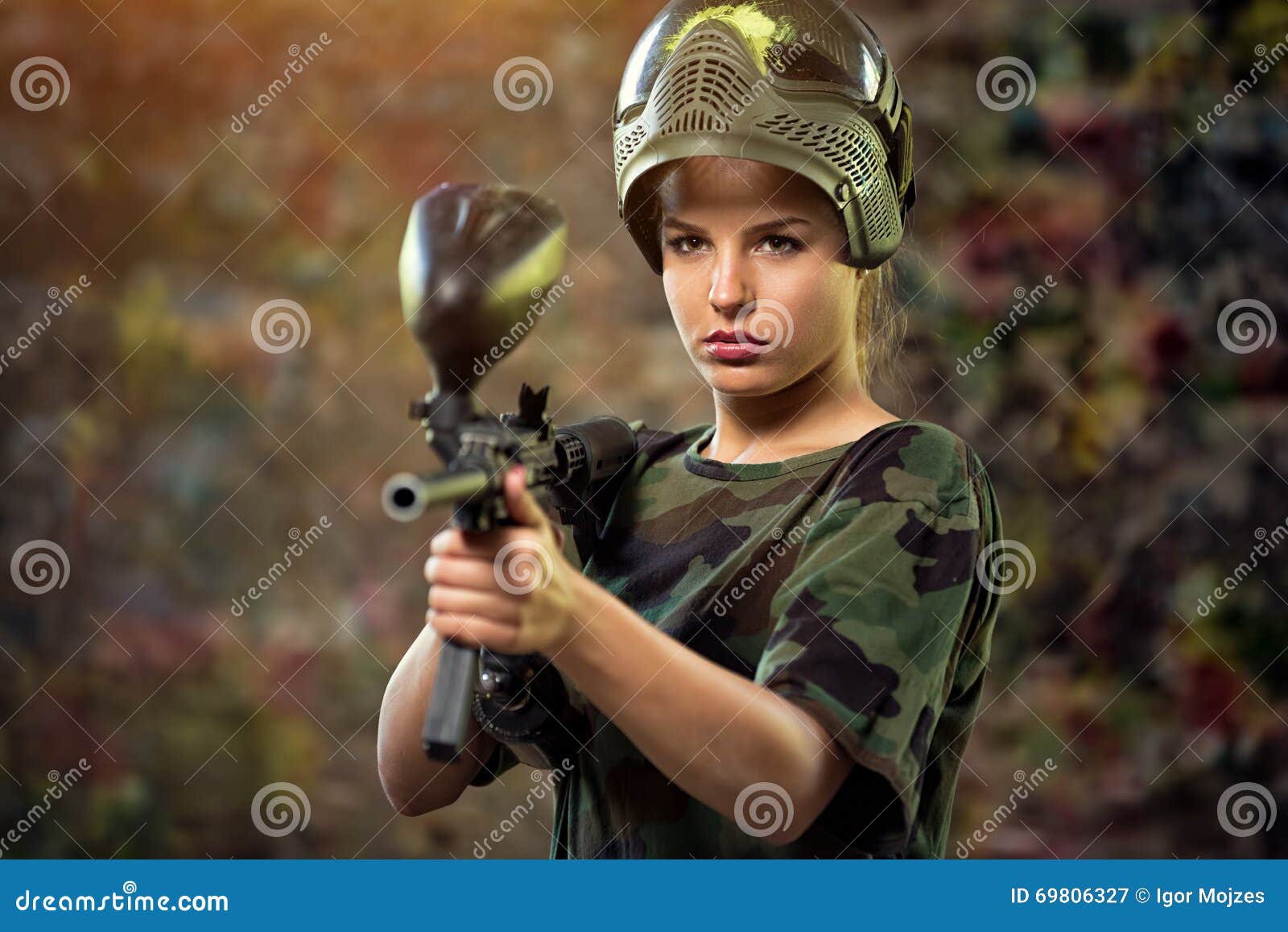 Attractive Female Paintball Stock Image - Image of protection, safety ...