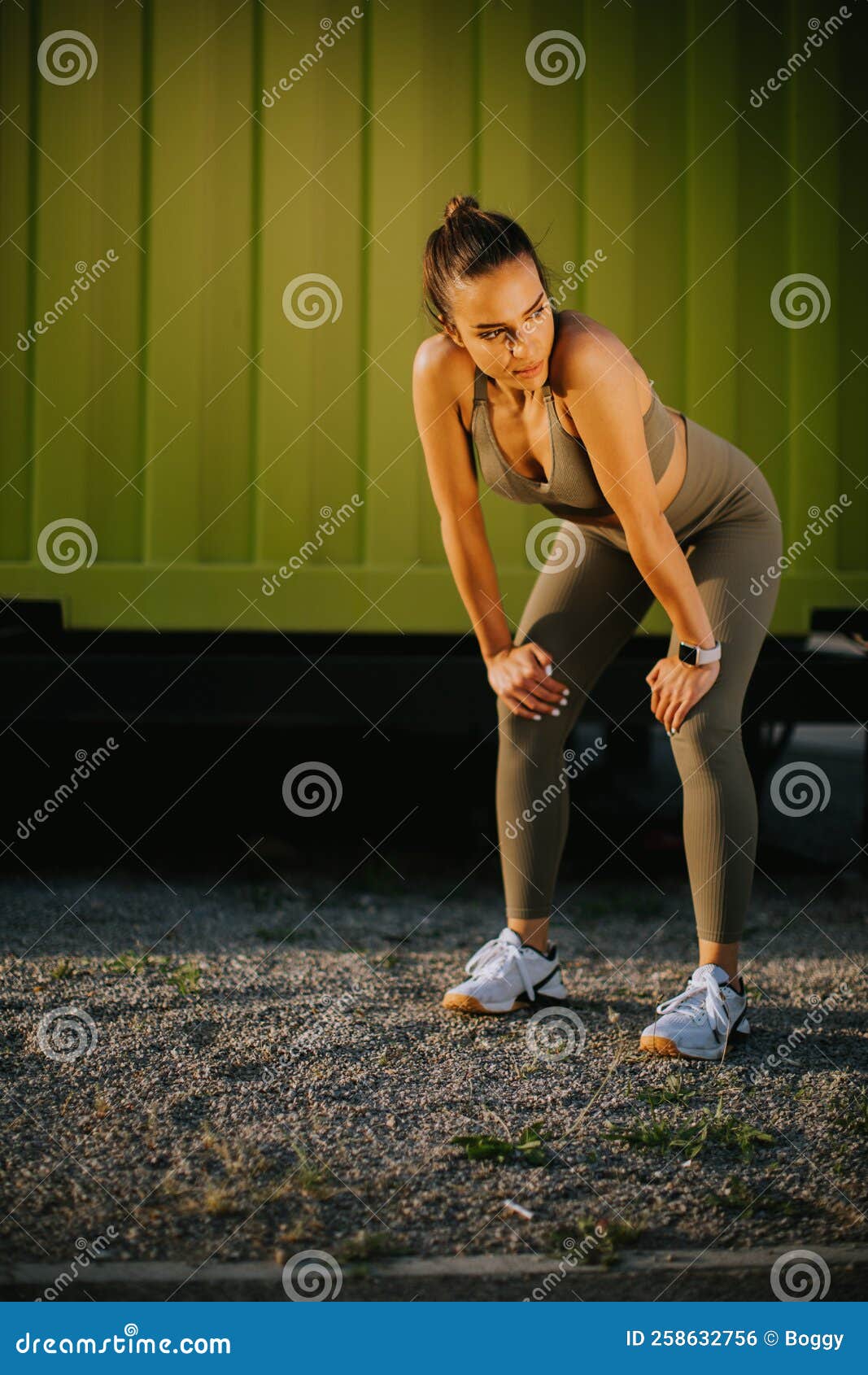Young Attractive Female Runner Taking Break after Jogging Outdoors ...