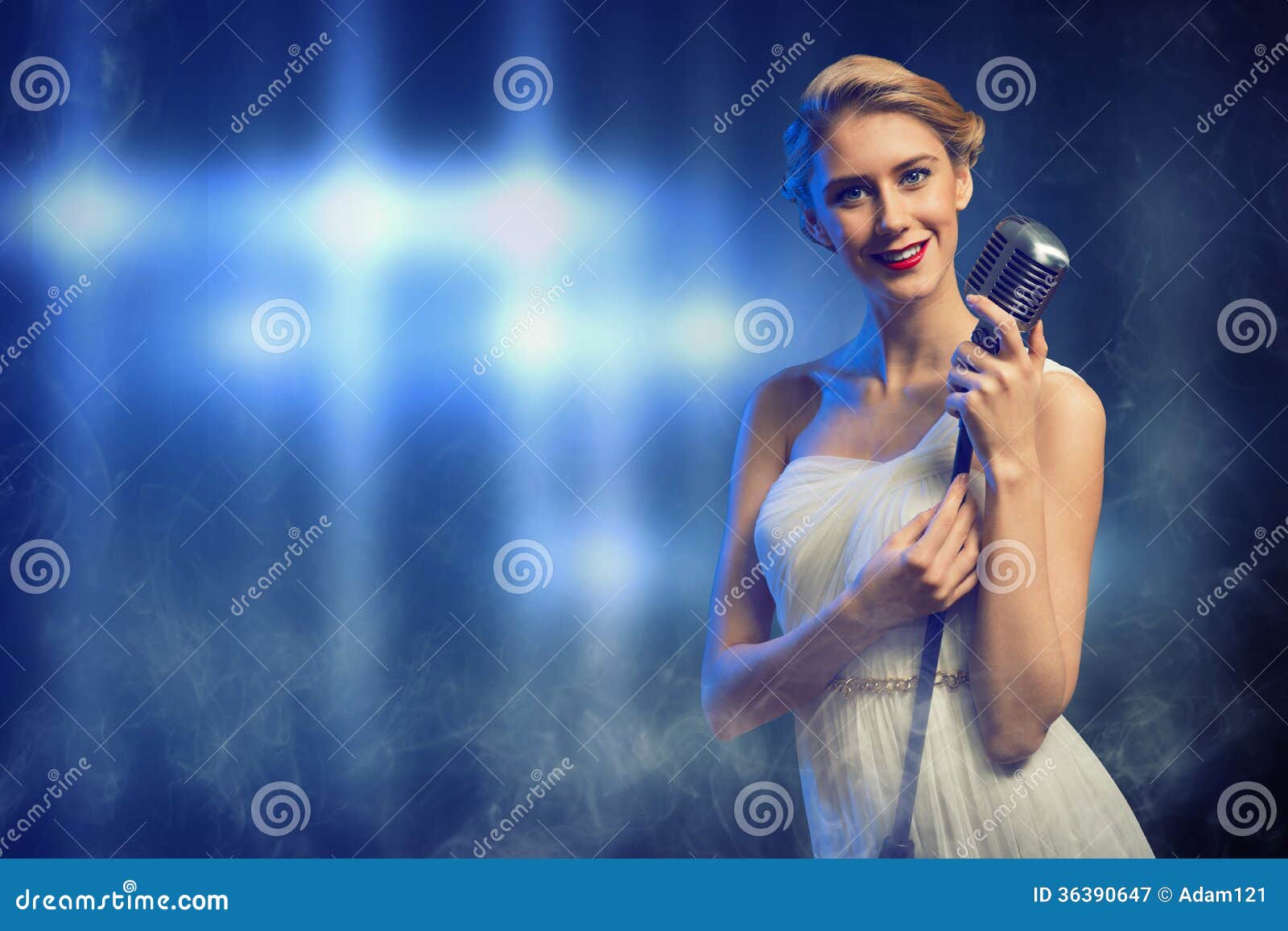 Attractive Female Singer with Microphone Stock Image - Image of concert ...