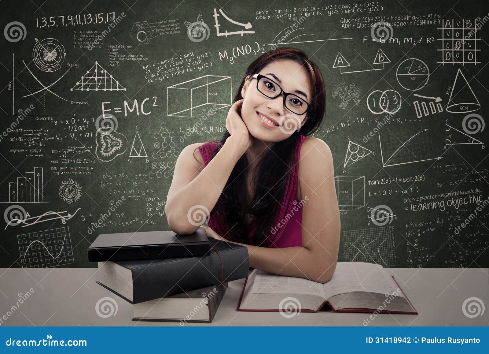 Attractive Female Study in Class Stock Photo - Image of confident ...