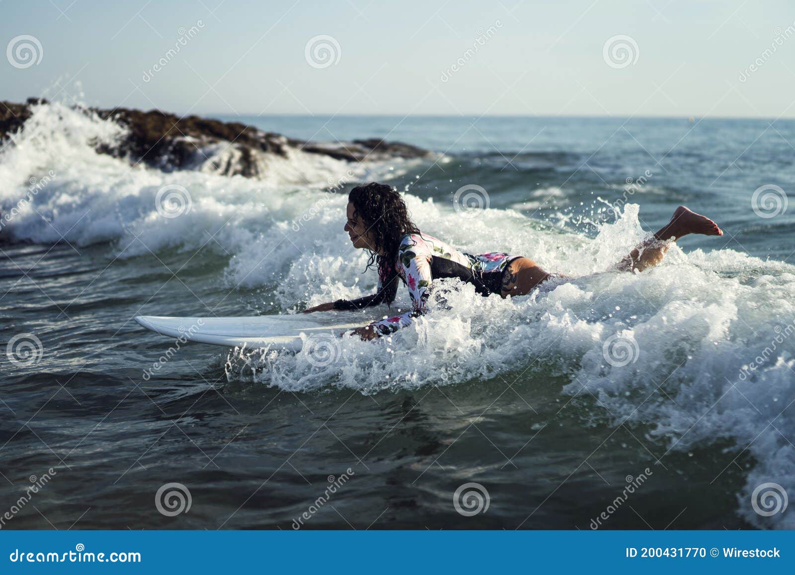Attractive Female Surfing on the Waves Stock Photo - Image of beauty ...