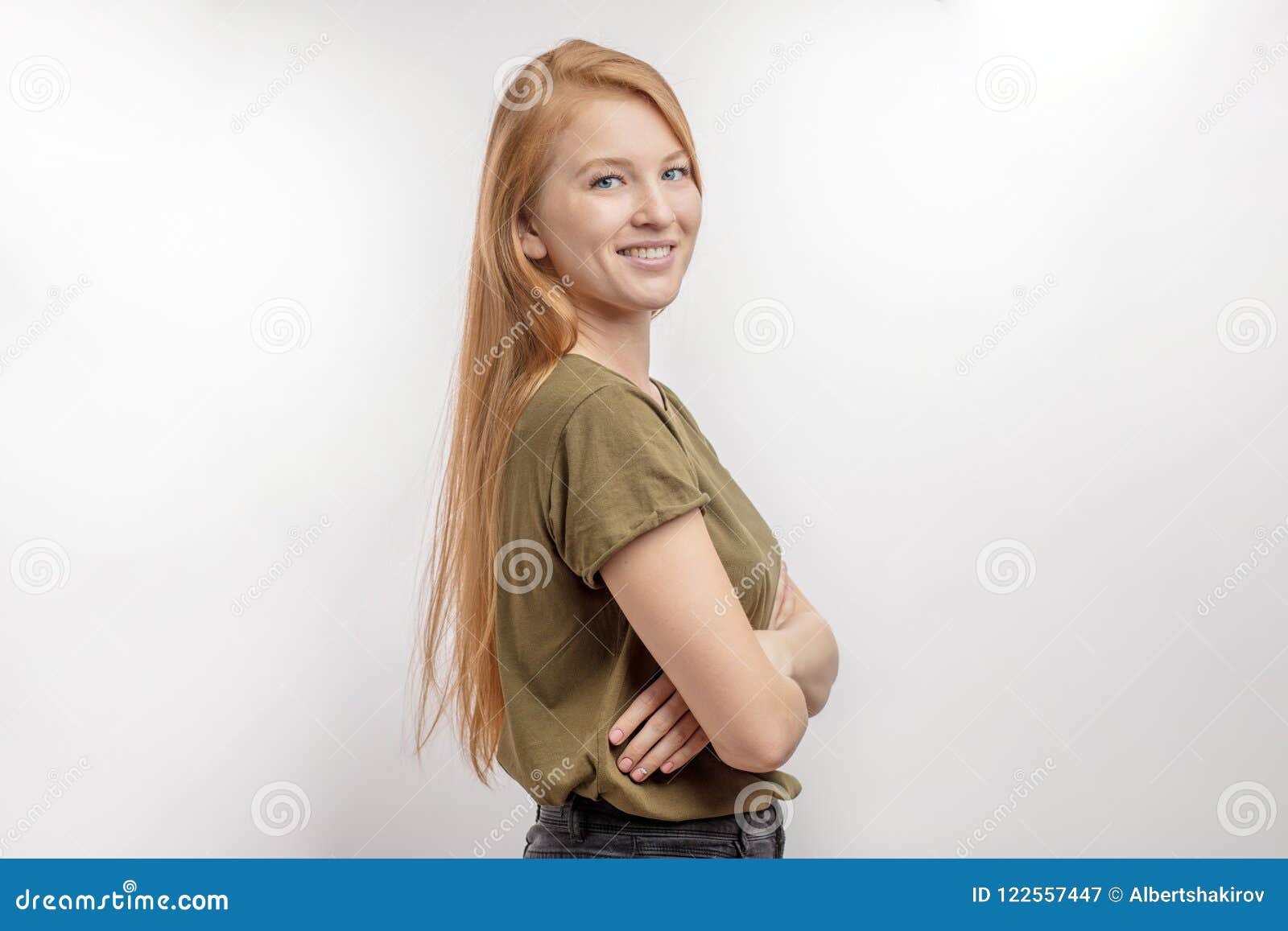 An Attractive Ginger Model with Positive Expression Stock Image - Image ...