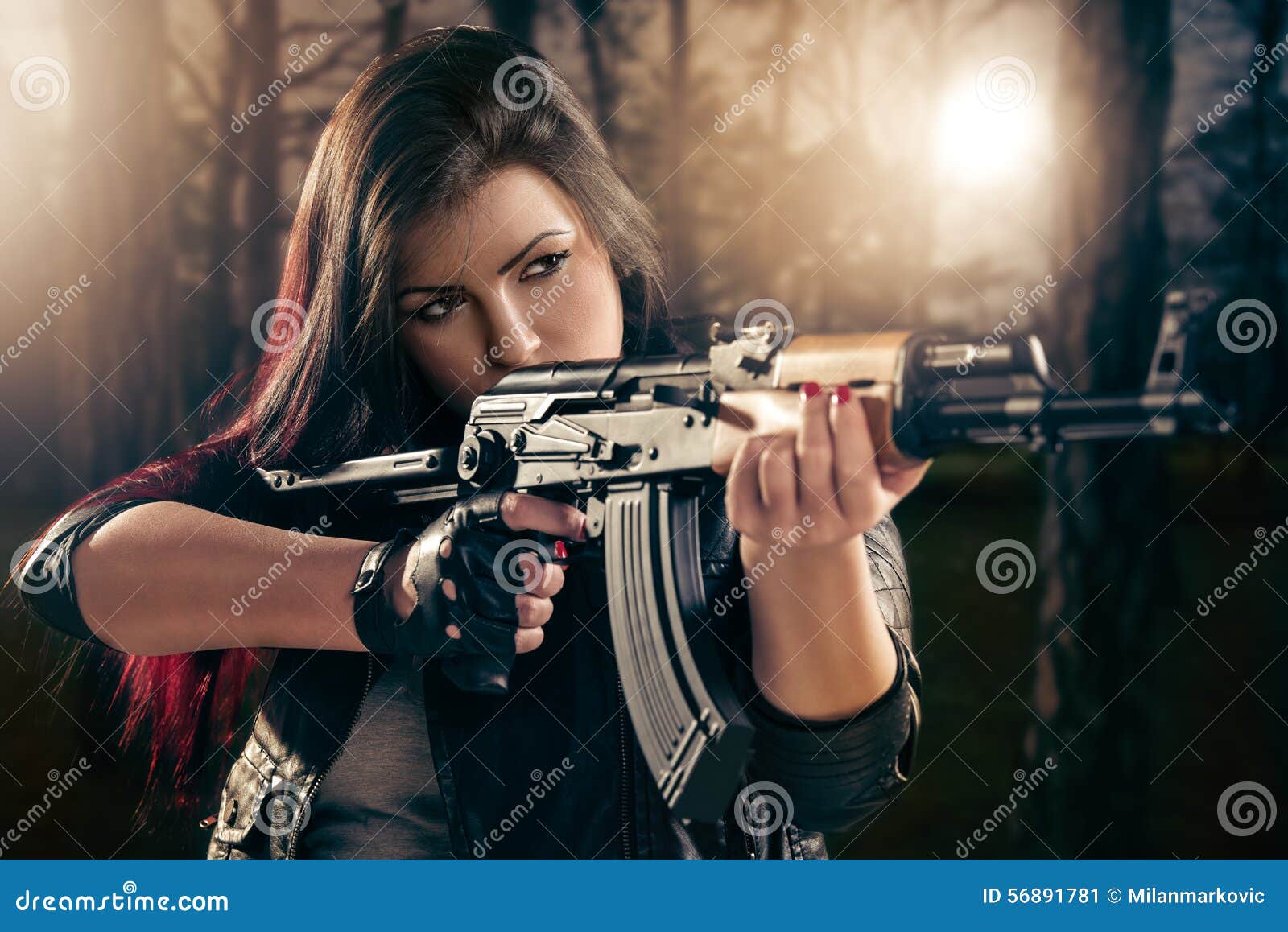 Attractive Girl Aiming stock image. Image of soldier - 56891781