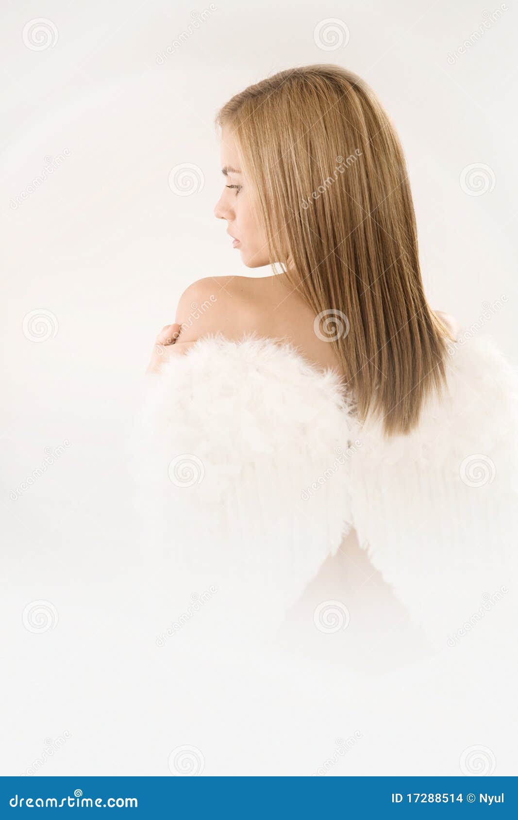 Attractive Girl with Angel Wings Back View Stock Photo - Image of alone ...